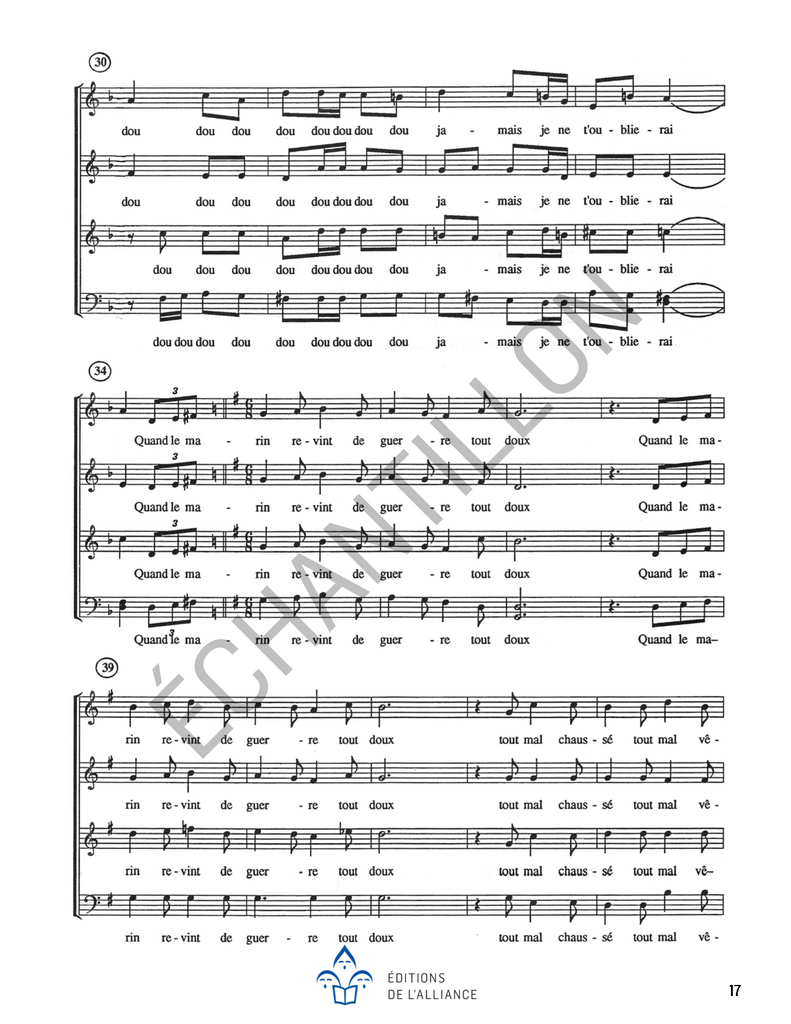 Vive la Canadienne (suite folklorique) - SATB + accompagnement instrum ...